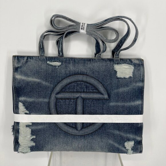 Telfar | Bags | Telfar Large Denim Shopping Tote Bag Crossbody ...